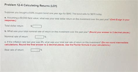solved problem 12 4 ﻿calculating returns lo1 suppose you