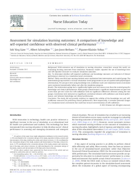 pdf assessment for simulation learning outcomes a comparison of