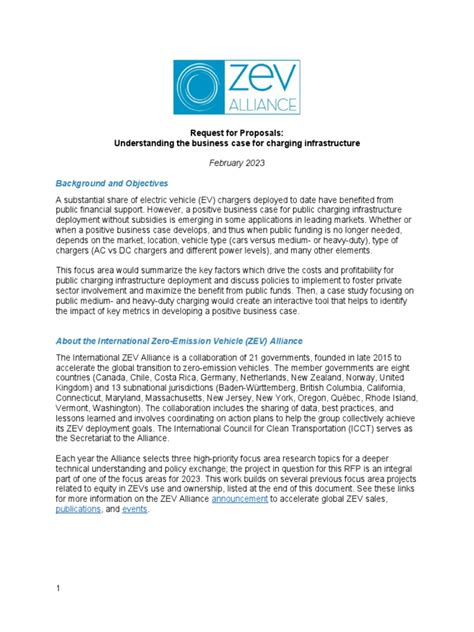 Request For Proposals Understanding The Business Case For Charging