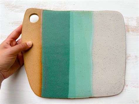 Modern Handmade Ceramic Cheese Board Clay Tapas Platter Crudite