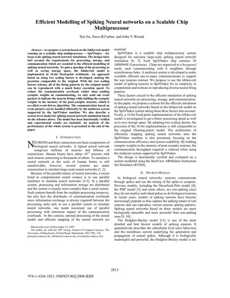 Pdf Efficient Modelling Of Spiking Neural Networks On A Scalable Chip Multiprocessor