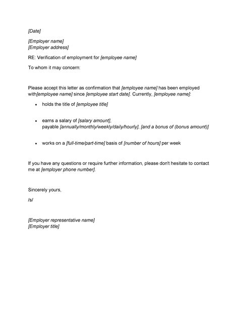 40 Proof Of Employment Letters Verification Forms And Samples