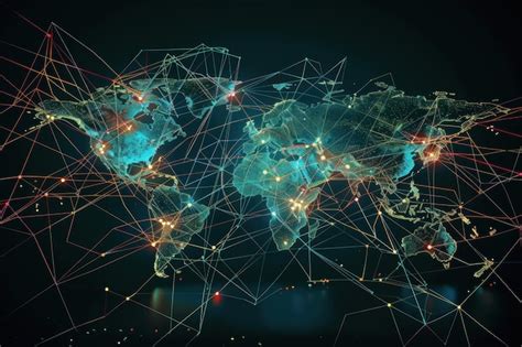 Premium Photo Global Network Reach Interconnected World Map