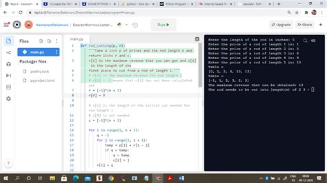 Solved Trace The Bottom Up Tabulation Rod Cutting Algorithm Below