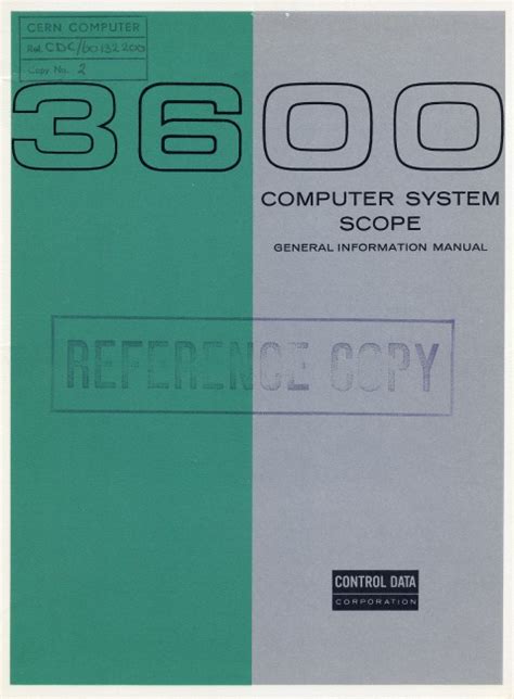 3600 Computer System Scope Manual Computing History