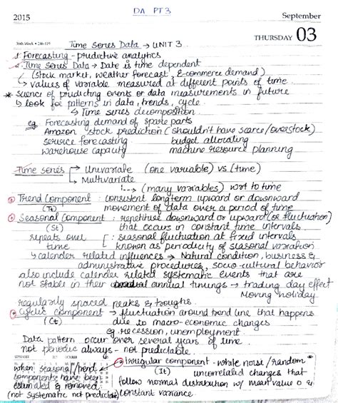E1 Da Unit 3 Notes Da Unit 3 Time Series Analysis Class Notes