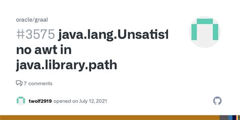 java lang unsatisfiedlinkerror no awt in java library path · issue
