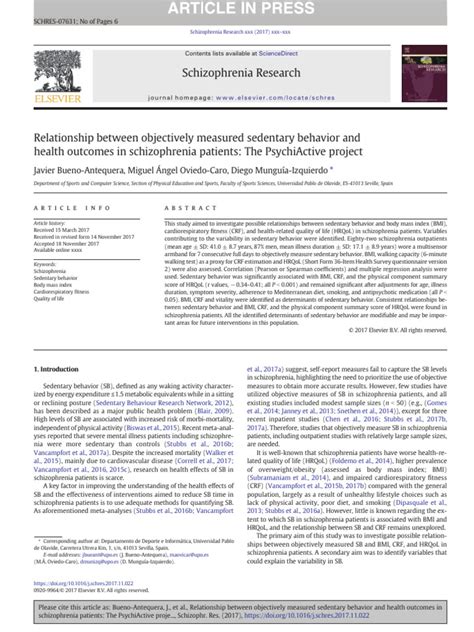 Relationship Between Objectively Measured Sedentary Behavior And Health