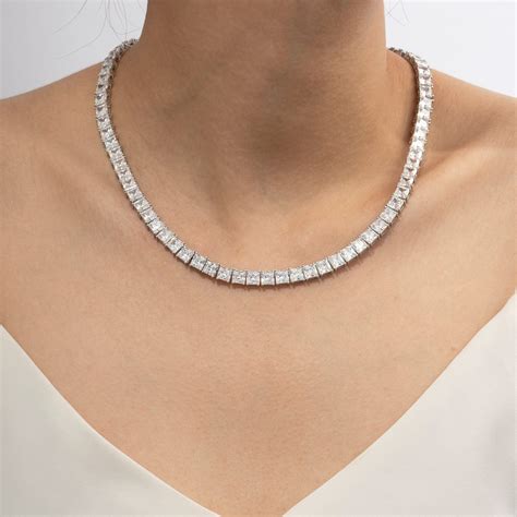 Princess Cut Tennis Necklace 4mm 16 Inch In 2025 Tennis Necklace