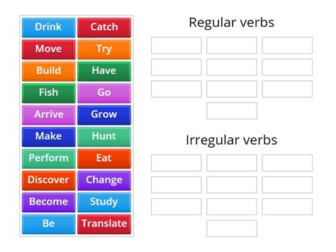 Regular And Irregular Verbs Group Sort