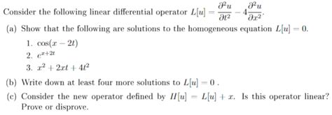 Solved Consider The Following Linear Differential Operator