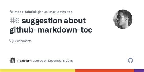 suggestion about github markdown toc · issue 6 · fullstack tutorial