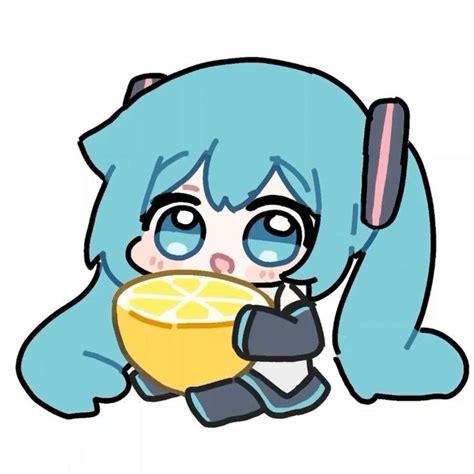 Miku Holding A Lemon In 2025 Miku Hatsune Chibi Cute Doodles Hatsune Miku