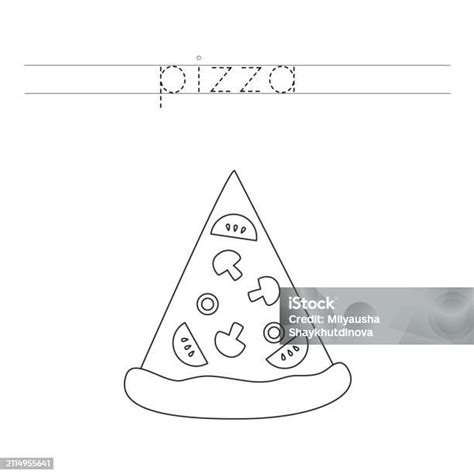 글자를 추적하고 만화 피자 조각을 색칠하십시오 아이들을 위한 손글씨 연습 0명에 대한 스톡 벡터 아트 및 기타 이미지 0명 교육 귀여운 Istock