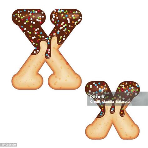 유혹적인 타이포 그래피 글꼴 디자인입니다 초콜렛 크림과 사탕을 가진 3d 도넛 편지 X 유약 0명에 대한 스톡 벡터 아트 및 기타 이미지 Istock