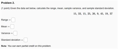 Solved 1 Point Given The Data Set Below Calculate The