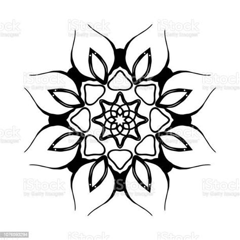 흰색 바탕에 블랙 만다라입니다 장식 요소 꽃 오리엔탈 패턴 벡터 검은색에 대한 스톡 벡터 아트 및 기타 이미지 검은색 고풍스런 꽃 식물 Istock
