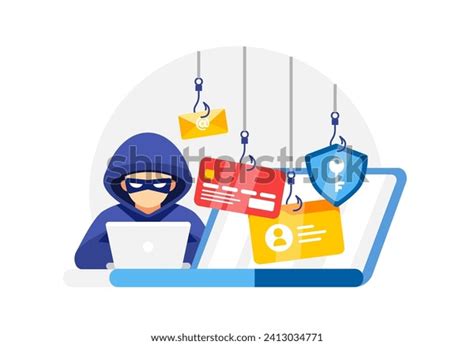 Cybersecurity Concept Vector Illustration Showing Hacker Stock Vector Royalty Free 2413034771