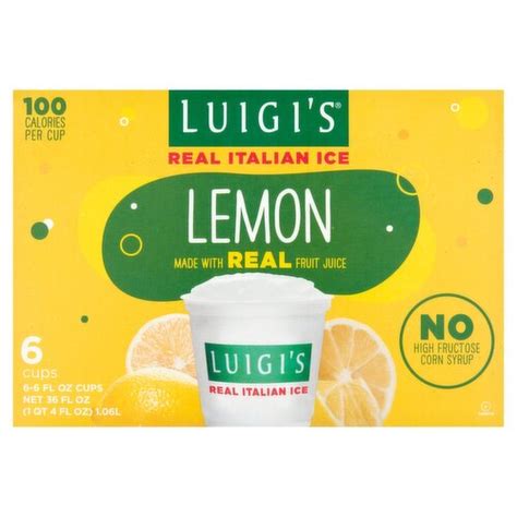 Luigis Lemon Real Italian Ice 6 Fl Oz 6 Count Fairway