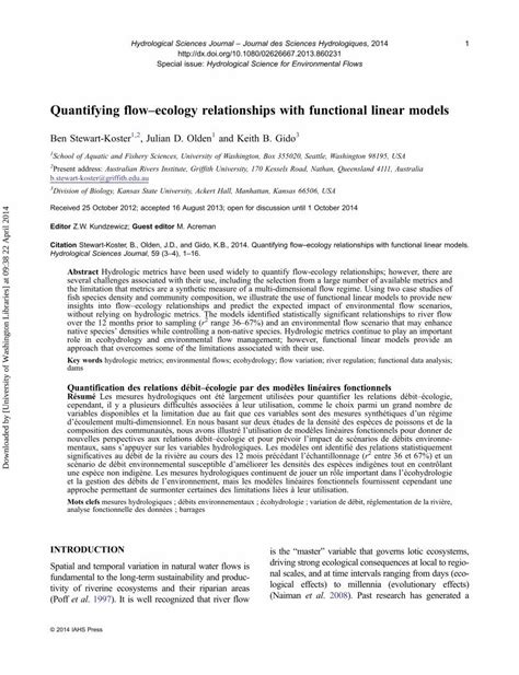 Pdf Quantifying Flowecology Relationships With Functional Dokumentips