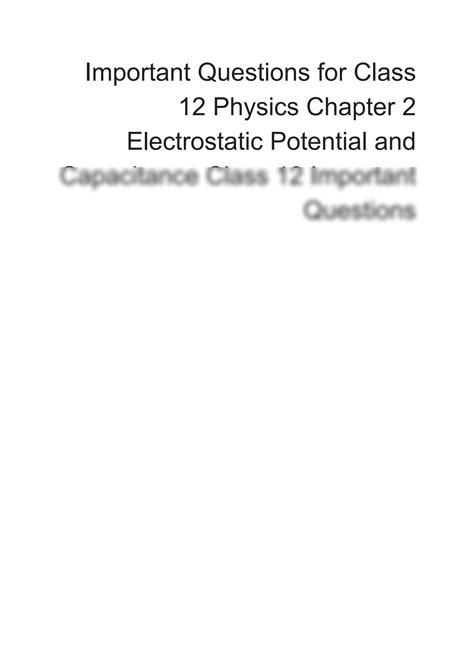 Solution Important Questions For Class 12 Physics Chapter 2