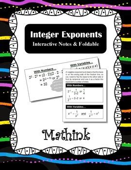 Integer Exponents Foldable And Interactive Notes By Mathink TPT
