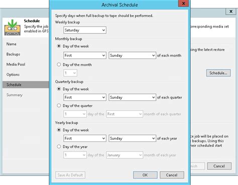 Schedule For GFS Job Veeam Backup Guide For Hyper V