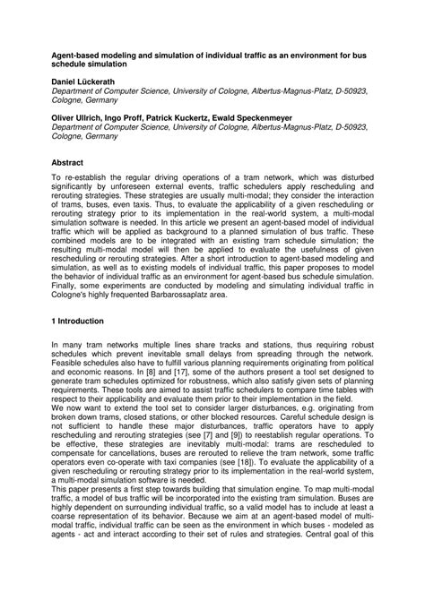 Pdf Agent Based Modeling And Simulation Of Individual Traffic As An