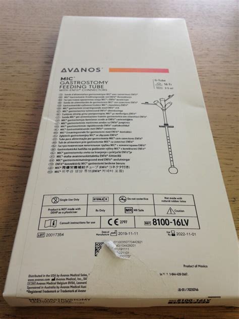 New Avanos Medical 8100 16lv Mic Gastrostomy Feeding Tube With Enfit