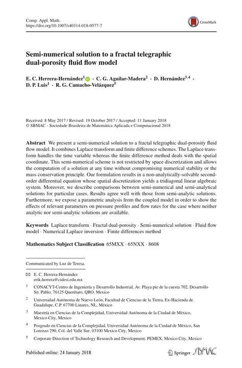Pdf Semi Numerical Solution To A Fractal Telegraphic Dual Porosity