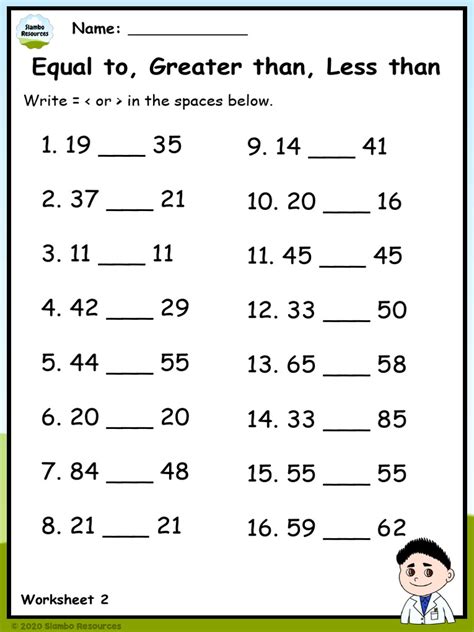 grade 2 equal to greater than less than worksheet 2 pdf