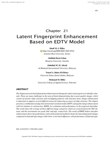 Pdf Latent Fingerprint Enhancement Based On Edtv Model