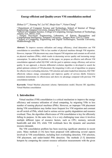 Pdf Energy Efficient And Quality Aware Vm Consolidation Method