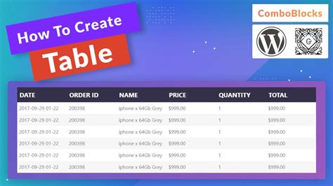 How To Create Table Youtube