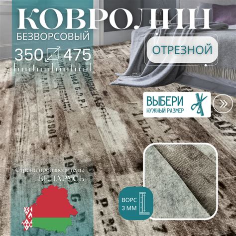 Характеристики Ковролин метражом 3,5х4,75 м, безворсовой "Шрифт ...