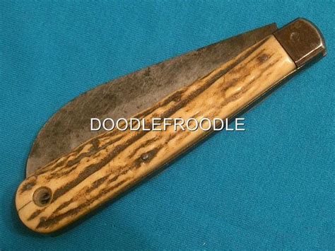 Odd Antique Stag Big Hawkbill Hookbill Pruner Knife Knives Vintage Old
