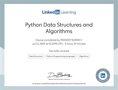 completed python data structures and algorithms course pradeep kumar