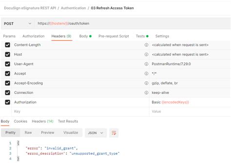authenticate token live · issue 41 · docusign postman