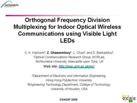 Orthogonal Frequency Division Multiplexing For Indoor Optical Wireless