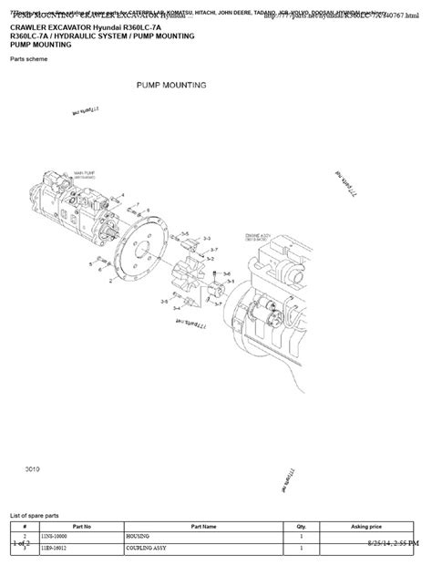 Pump Mounting Crawler Excavator Hyundai R360lc 7a R360lc 7a
