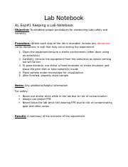 Proper Lab Notebook Procedures For Safe Experiments Course Hero