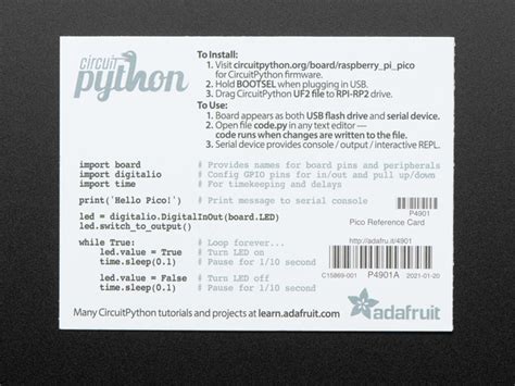 adafruit gpio reference card for raspberry pi pico id 4901 adafruit