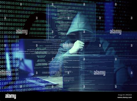 Cyber Attack Hacker Working With Computers And Breaking System To