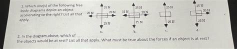 1 Which Ones Of The Following Free Body Diagrams Depict An Object