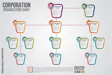 Corporate Organization Chart Template With Business People Icons Vector Modern Infographics And