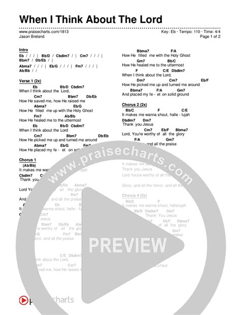 When I Think About The Lord Chords Pdf Jason Breland Praisecharts