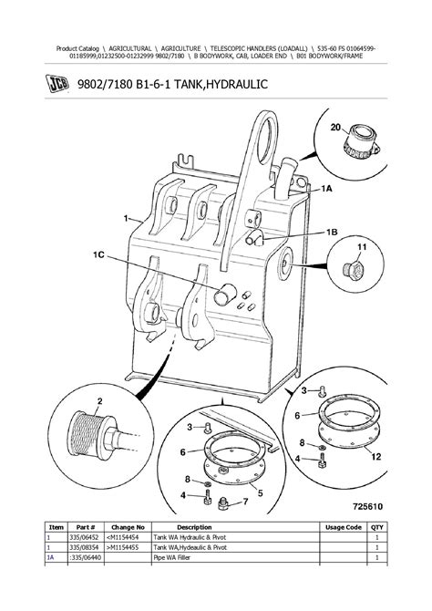 Jcb 535 60 Fs Telescopic Handlers Loadall Parts Catalogue Manual