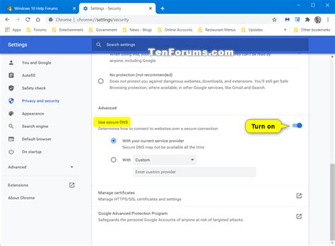 How To Enable Or Disable DNS Over HTTPS DoH In Google Chrome Tutorials