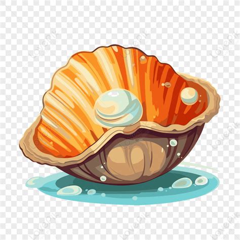 Clam Clipart Cute Cartoon Illustration Of An Oyster Shell With Drops Of