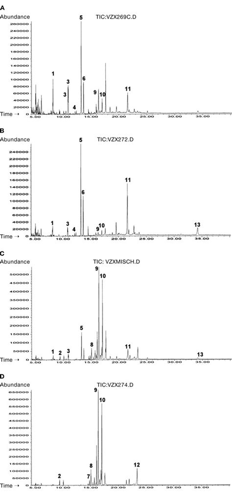 GC MS Of Extracts A B C And D As Described In Materials And Methods Download Scientific
